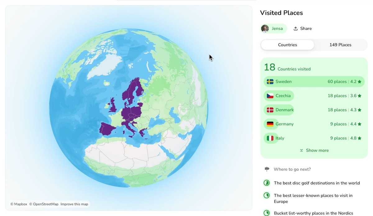 Countries i have visited map | Oldtravelbag.com